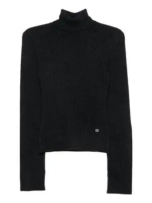 GANNI Ribbed-knit Roll-neck Sweater - Grey