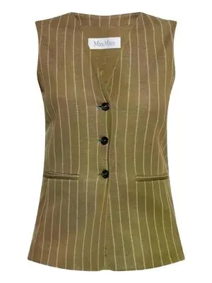 Max Mara Max Mara Pinstripe-Print Button-Up Waistcoat Green