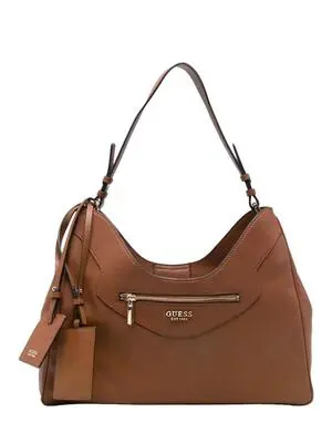 Guess Antonia Grained Leather Shoulder Bag - Brown
