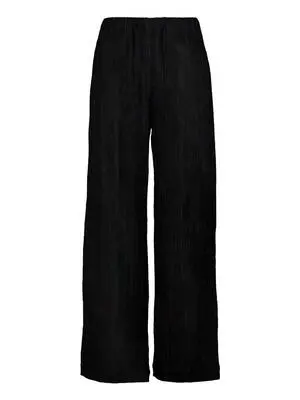 120% Lino Crinkled Palazzo Pants - Black