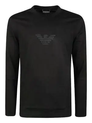 Emporio Armani Logo-embossed Long-sleeve T-shirt - Black