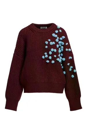Essentiel Antwerp Pompom-embellished Chunky-knit Sweater - Red