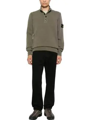 Stone Island Logo-patch Half-zip Sweater - Green
