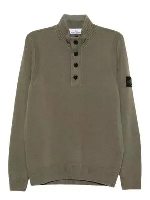 Stone Island Logo-patch Half-zip Sweater - Green