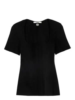 Maje Square-neck Ribbed Jumper - Black