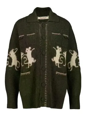 BAZISZT Mice-intarsia Buttoned Cardigan