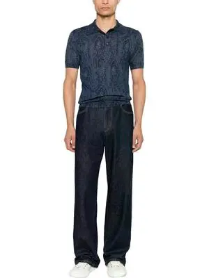 Etro Paisley-print Polo Shirt - Blue