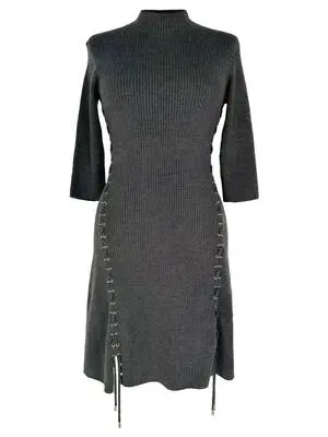 MAJE Ribbed-knit Lace-up Dress