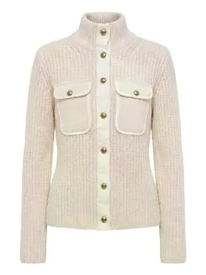 Pinko Ribbed-knit Button-up Cardigan - Neutrals
