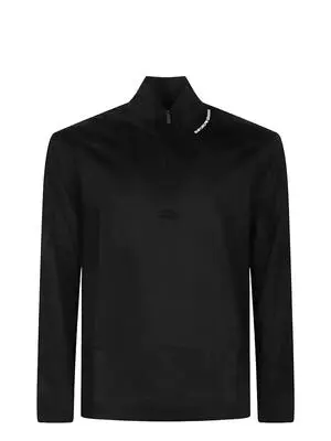 Emporio Armani Logo-print Zip-neck T-shirt - Black