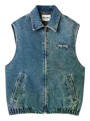 Miu Miu Miu Miu Washed Denim Waistcoat Blue