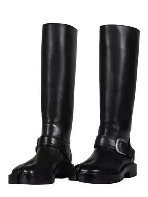 MAISON MARGIELA Tabi Buckle-strap Knee-high Boots - Black