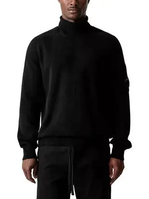 C.P. COMPANY Lambswool Turtleneck Lens Sweater - Black