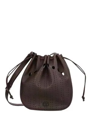 Valentino Garavani Perforated Leather Messenger Bag - Brown