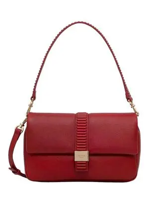 TWINSET Ribbed-detail Shoulder Bag Red