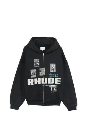 Rhude Winter 91 Rallye Graphic-print Zip-up Hoodie - Black