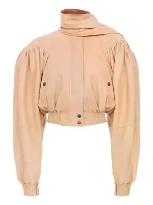 Chloé Chloé Leather Cropped Jacket Neutrals