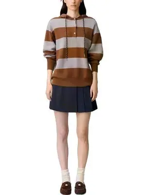 Claudie Pierlot Striped Pattern Hoodie - Brown