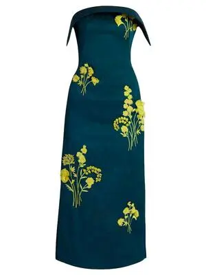 ERDEM ERDEM Embroidered Textured Satin Maxi Dress