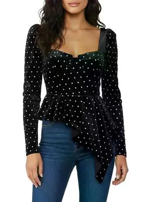 SELF-PORTRAIT Diamante Asymmetric Top