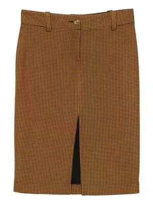 KRISTINA TI Houndstooth Midi Skirt - Brown