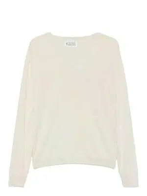 MAISON MARGIELA Cotton V-neck Sweater - Neutrals