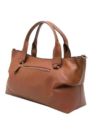 Guess Susy Logo-plaque Pebbled Leather Tote Bag - Brown