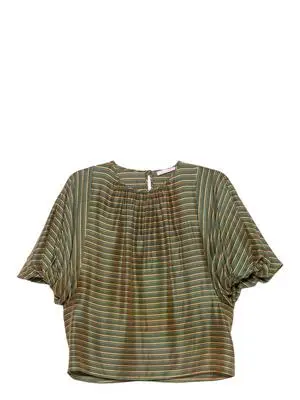KRISTINA TI Striped Puffed-sleeve Blouse