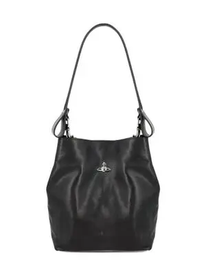VIVIENNE WESTWOOD Small Lottie Orb-plaque Gathered Shoulder Bag - Black