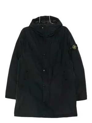 Stone Island Logo-patch Hooded Parka - Black