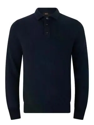 MOORER Button-placket Collar Sweater - Blue