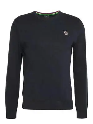 MPS Zebra-patch Crew-neck Sweater - Blue