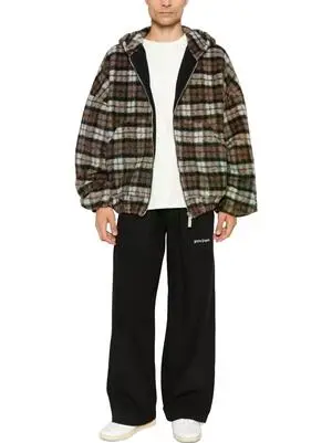Palm Angels Logo Print Wide Leg Drawstring Trousers - Black