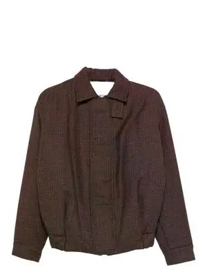 COSTUMEIN Houndstooth Pattern Zip-up Jacket - Brown