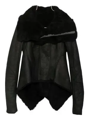 Rick Owens Naska Shearling-trim Asymmetric Jacket Black