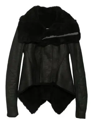 Rick Owens Rick Owens Naska Shearling-Trim Asymmetric Jacket Black