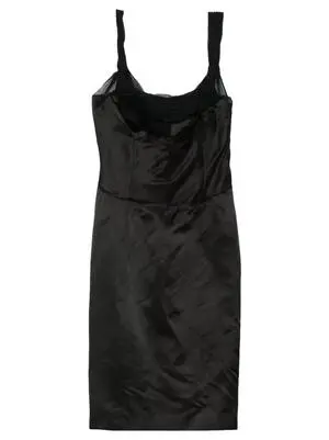 Prada Silk Satin Structured Bodice Dress - Black