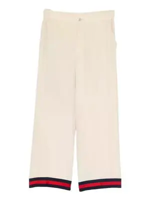 Gucci Web Stripe Silk Trousers - Neutrals