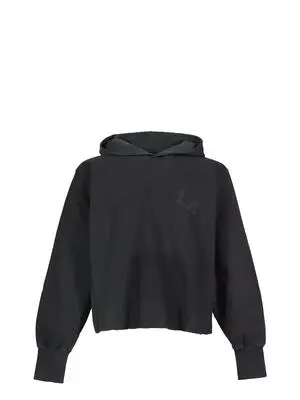 MAISON MARGIELA Logo-patch Raw-cut Hoodie - Black