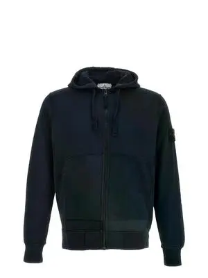 Stone Island 6100061 Organic Cotton Fleece Hooded Sweatshirt - Blue