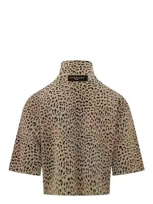 GIVENCHY Leopard-print High-neck T-shirt