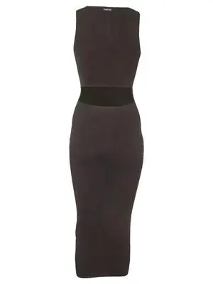 Michael Kors Rib-knit Cut-out Midi Dress - Black