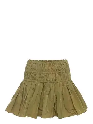 Maje Smocked Tiered Skirt Green