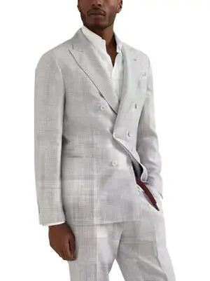 Brunello Cucinelli Double-breasted Checked Suit - Grey