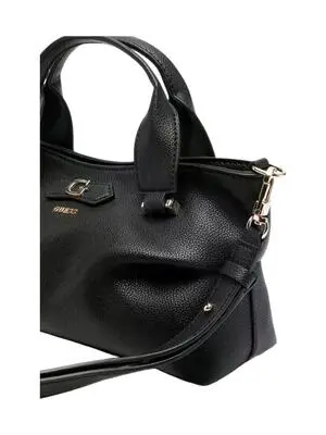 Guess Suzy Mini Logo-plaque Pebbled Tote Bag - Black