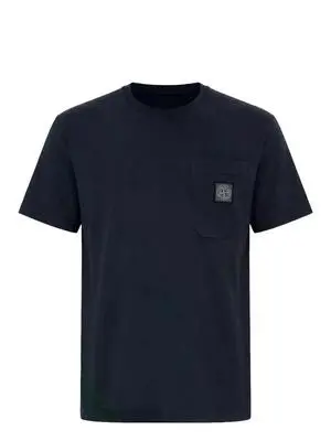 Stone Island Logo-patch Chest-pocket T-shirt - Blue