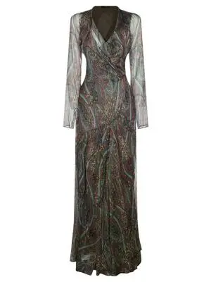 Etro Paisley-pattern Maxi Dress Grey