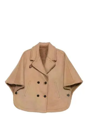 MAX MARA Max Mara Double-Breasted Reversible Shearling Cape
