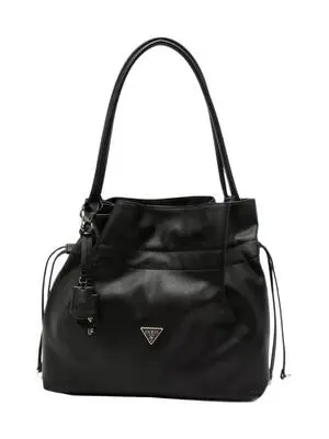 Guess Karima Drawstring-fastening Leather Tote Bag - Black