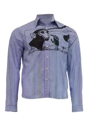 PRADA Striped Monkey-print Shirt